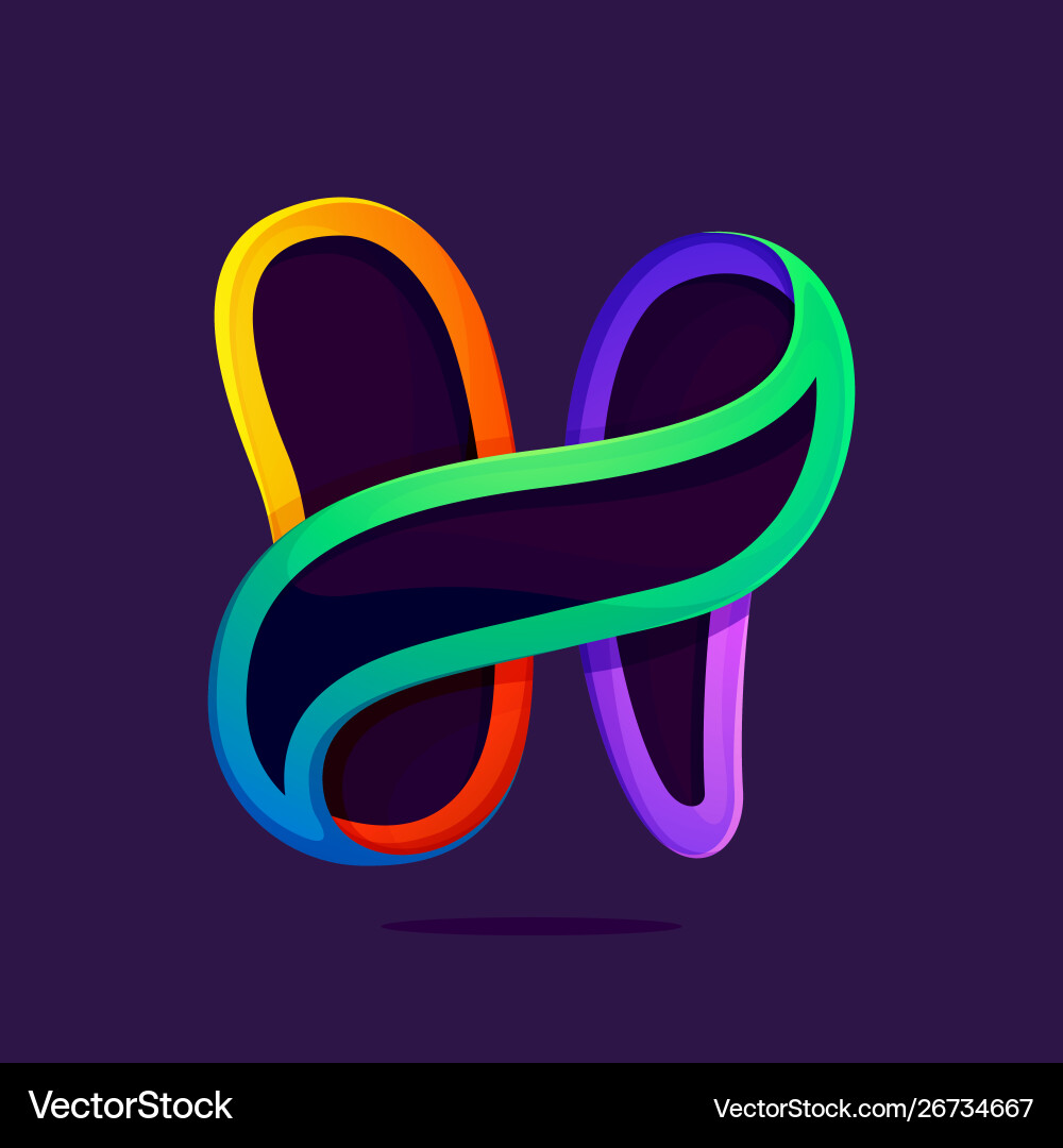 H letter one line rainbow colors logo Royalty Free Vector