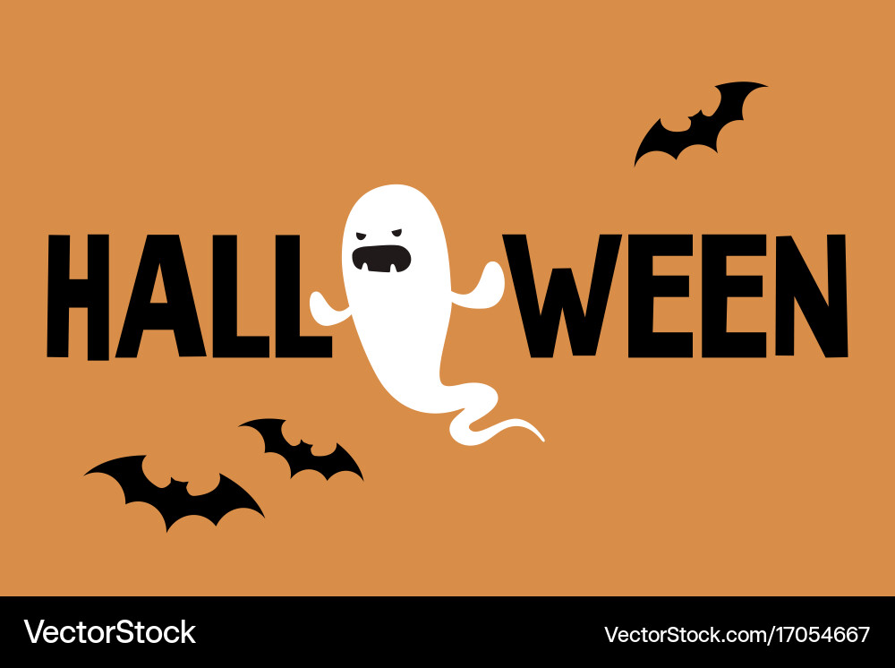 Halloween conceptual sign evil ghost and black Vector Image