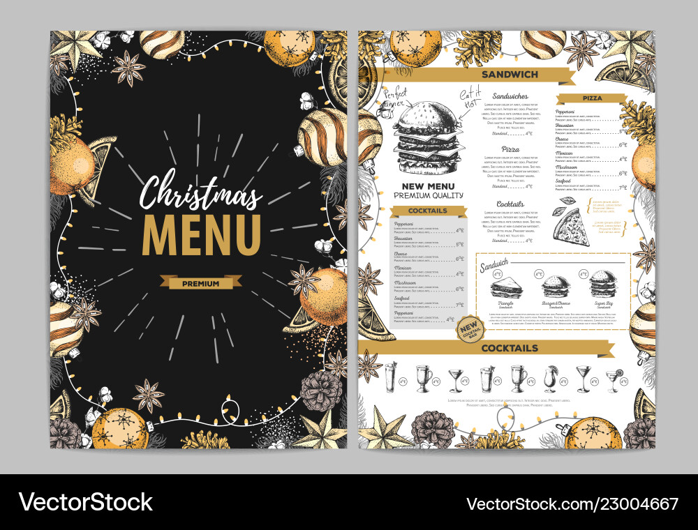 Hand drawing christmas holiday menu design Vector Image