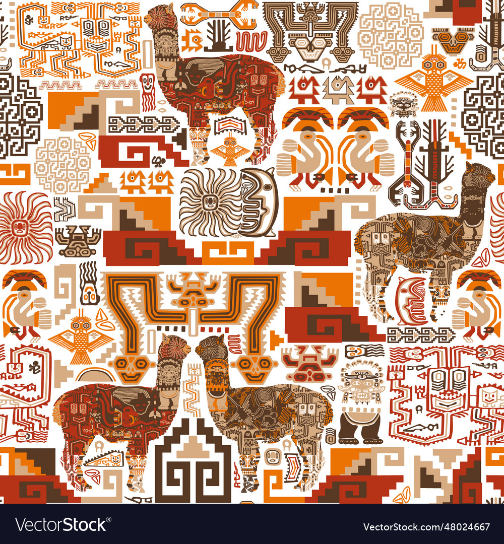 Seamless pattern with peruvian patterns Royalty Free Vector