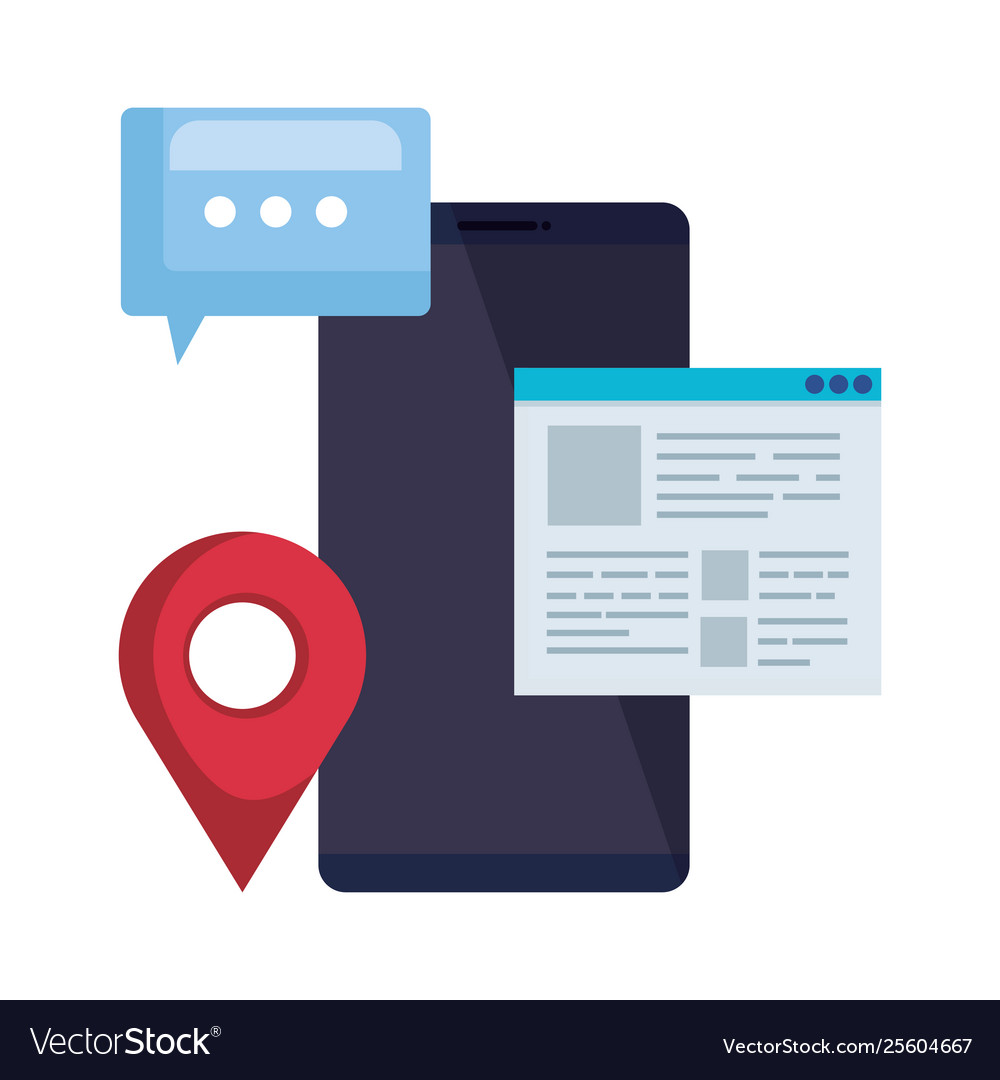 Smartphone with template webpage and pointer Vector Image