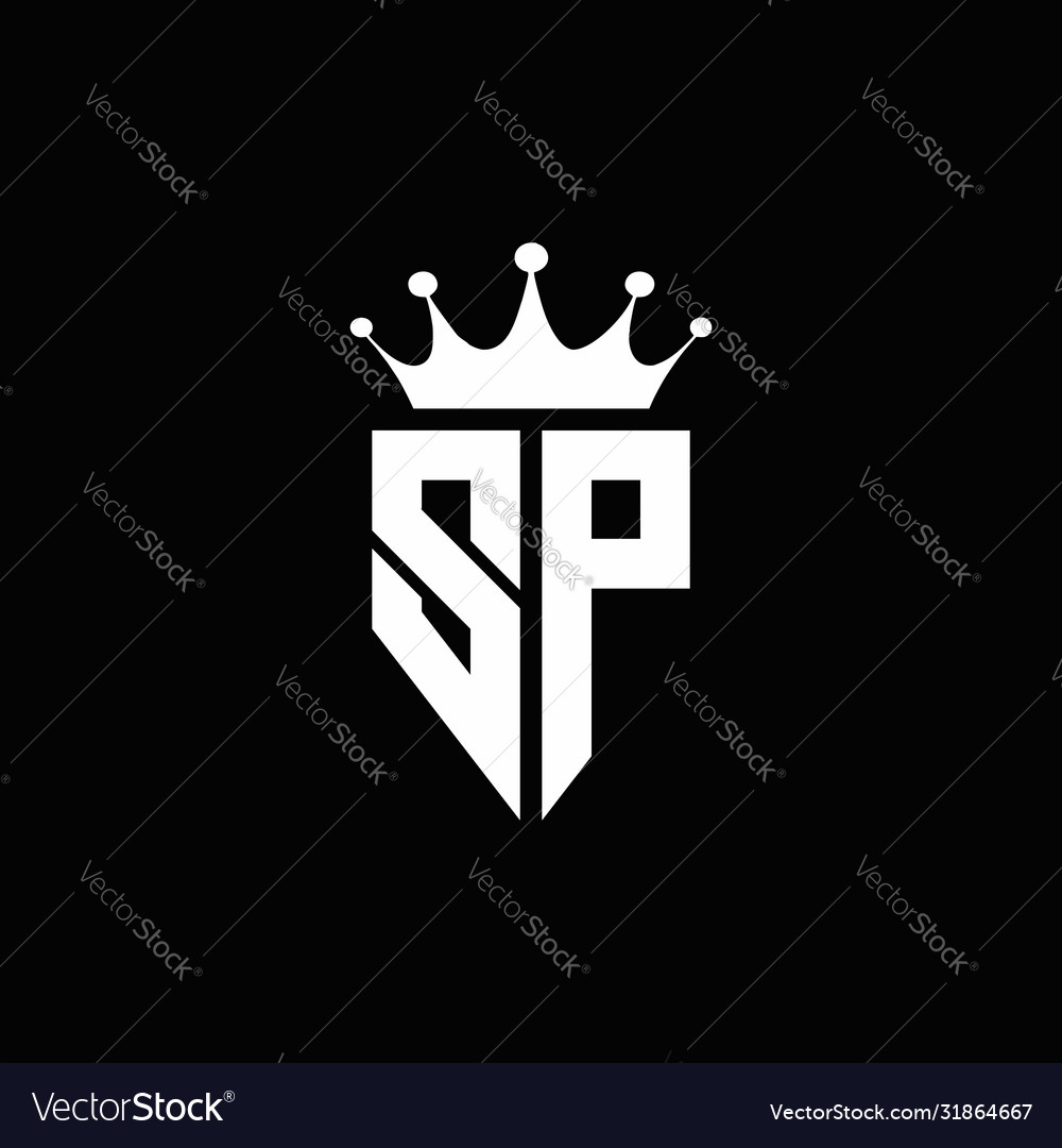 Sp logo monogram emblem style with crown shape Vector Image Sp logo monogram emblem style with crown shape Vector Image