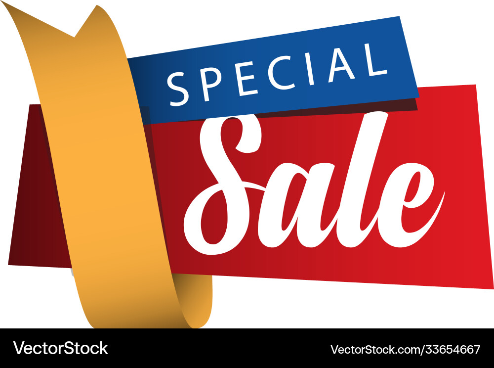 Special sale ribbon template design Royalty Free Vector