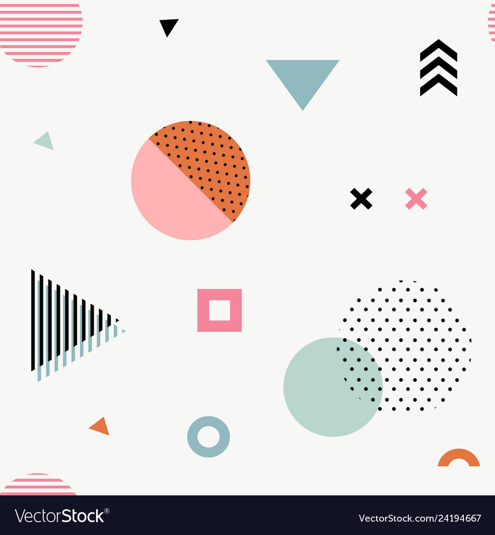 Trendy geometric memphis seamless pattern Vector Image Trendy geometric memphis seamless pattern Vector Image
