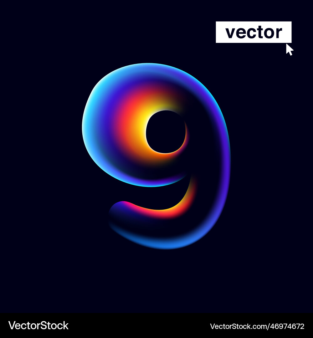 9 logo number nine with neon glitch multicolor Vector Image