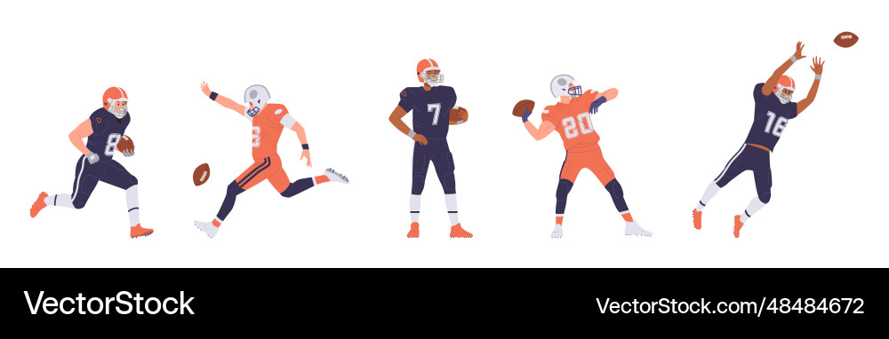 American football player catching throwing Vector Image
