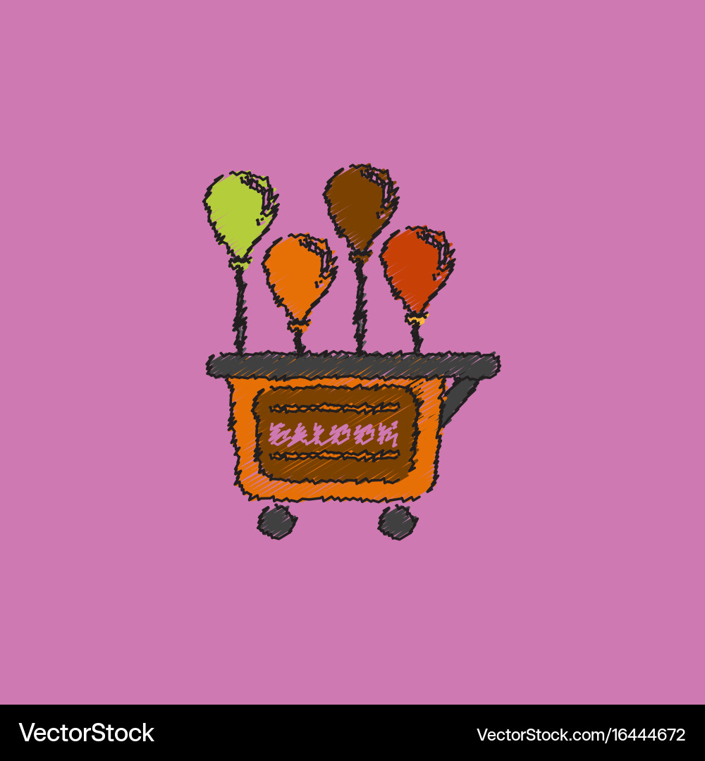 Balloons sell cart in hatching style Royalty Free Vector