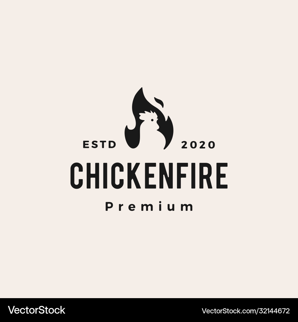 Chicken fire flame hipster vintage logo icon Vector Image