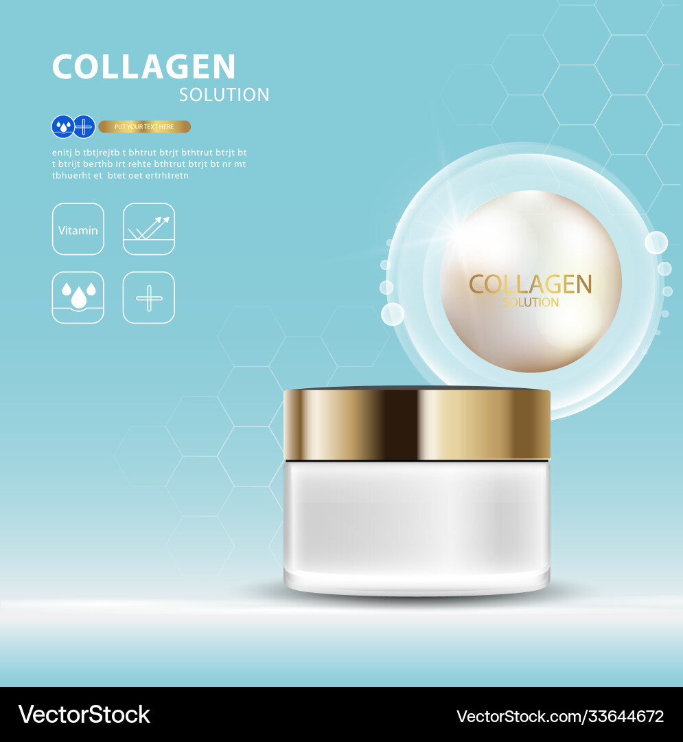 Collagen serum and vitamin background concept Vector Image