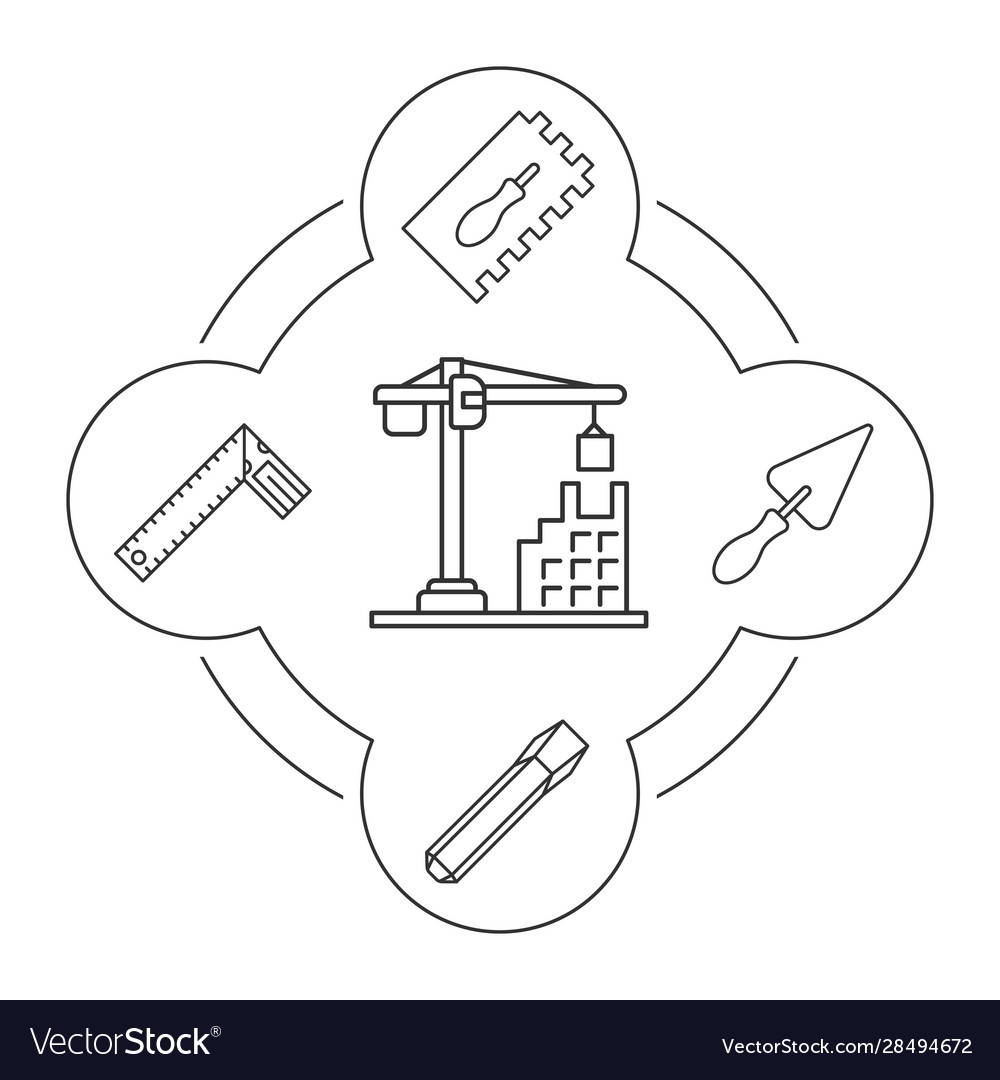 Construction tools linear icons set Royalty Free Vector