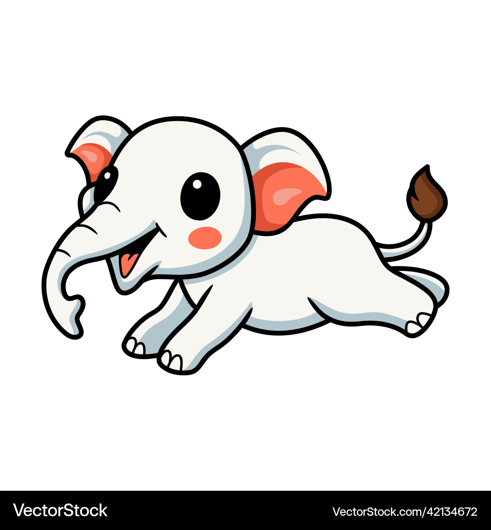 Cute little elephant cartoon running Royalty Free Vector