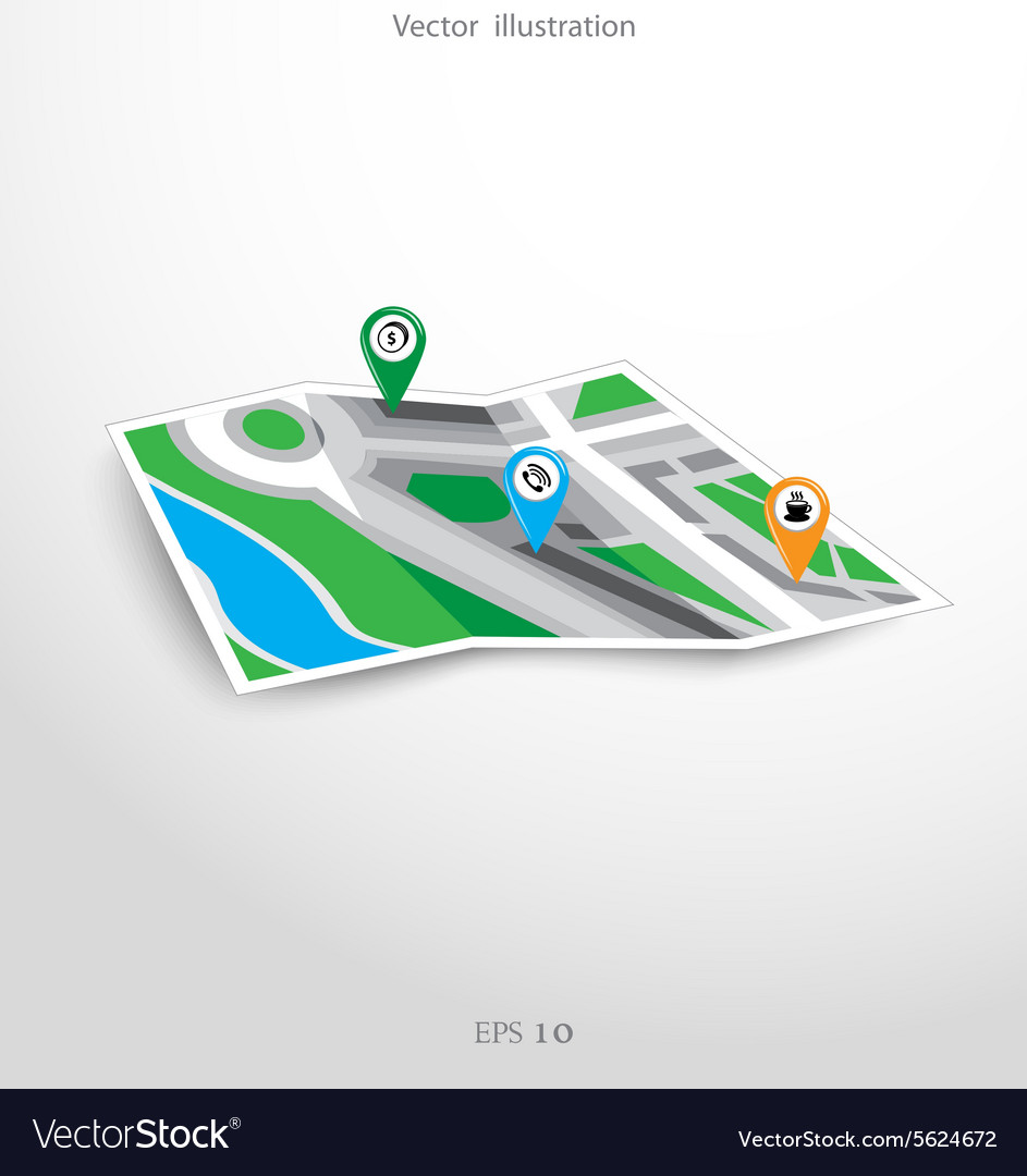 Gps city map with pointers Royalty Free Vector Image