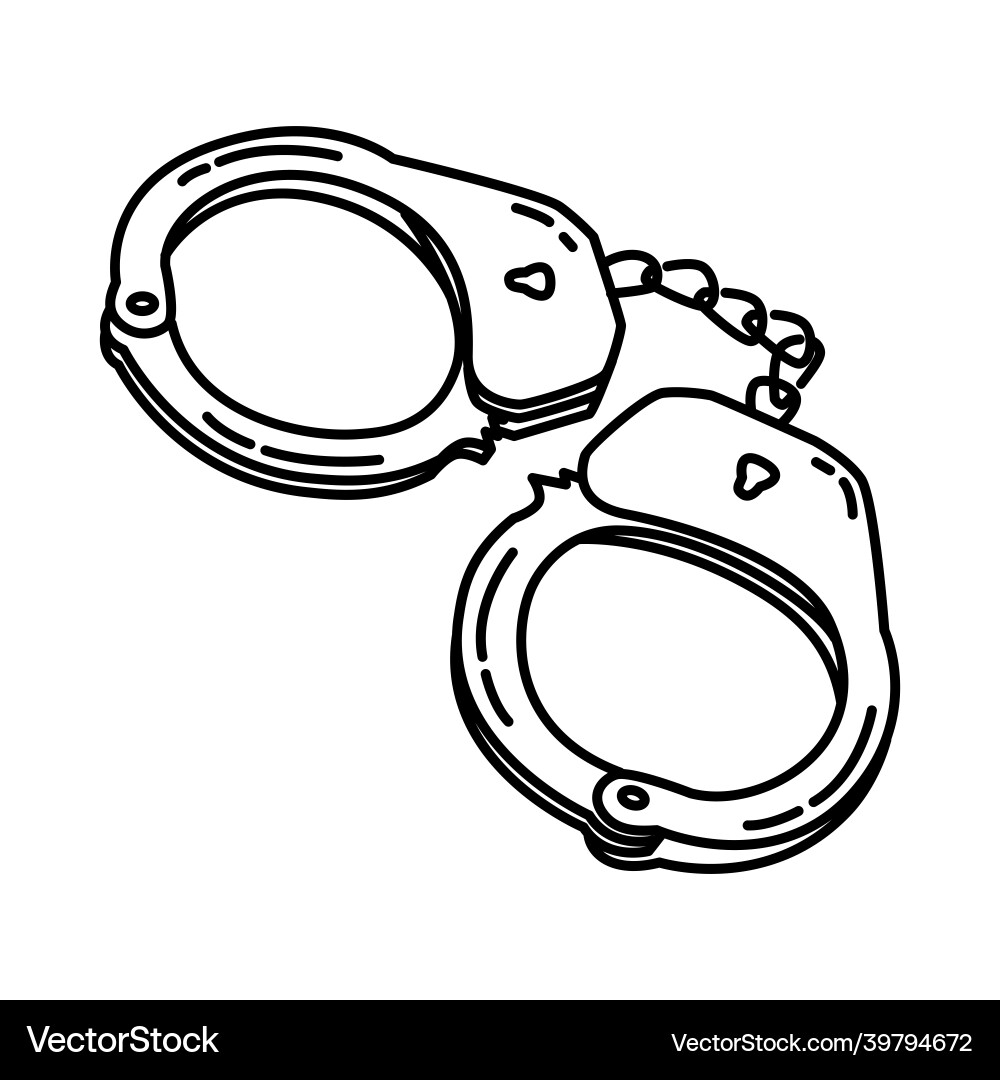 Handcuffs icon doodle hand drawn or outline icon Vector Image