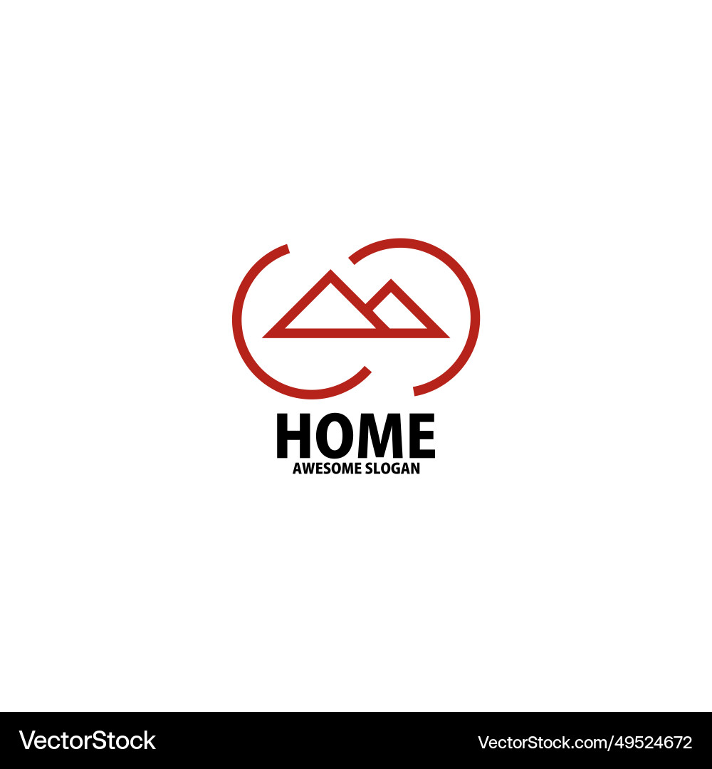 Home with circle logo design line art Royalty Free Vector