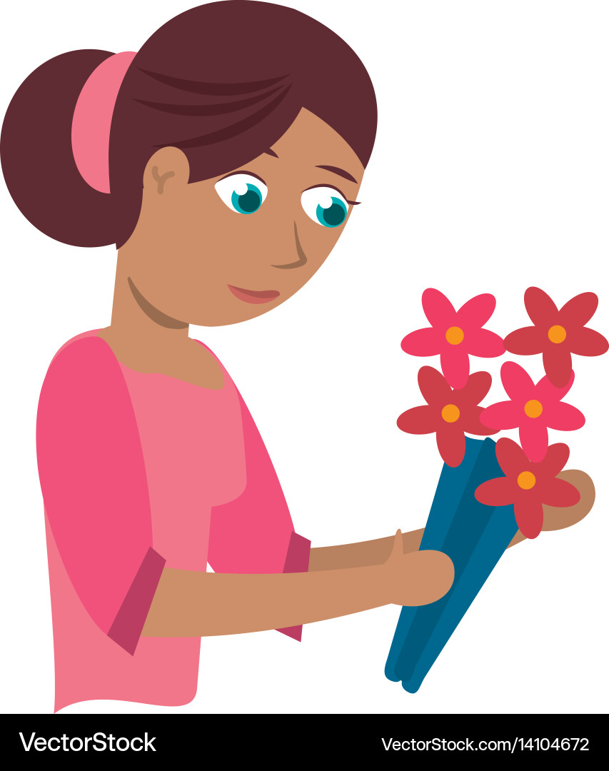 Mother with flower decoration Royalty Free Vector Image