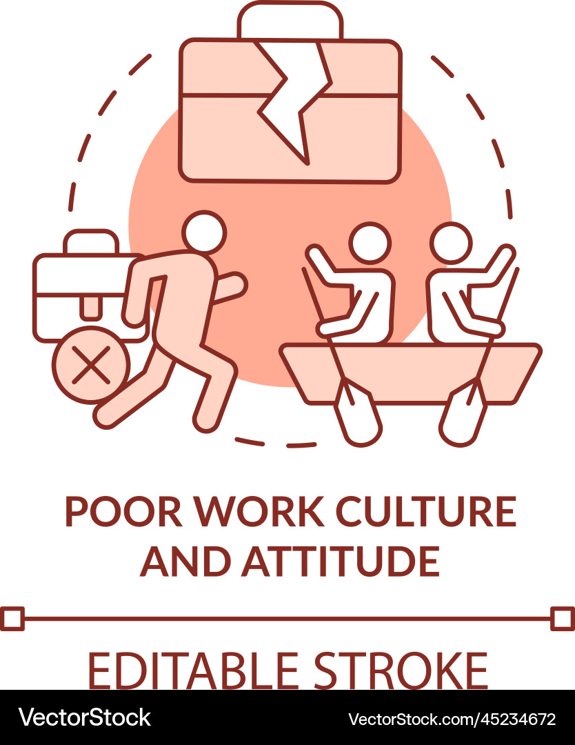 Poor work culture and attitude red concept icon Vector Image
