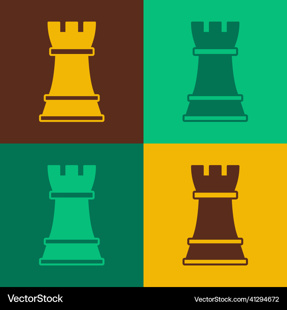 Pop art chess icon isolated on color background Vector Image