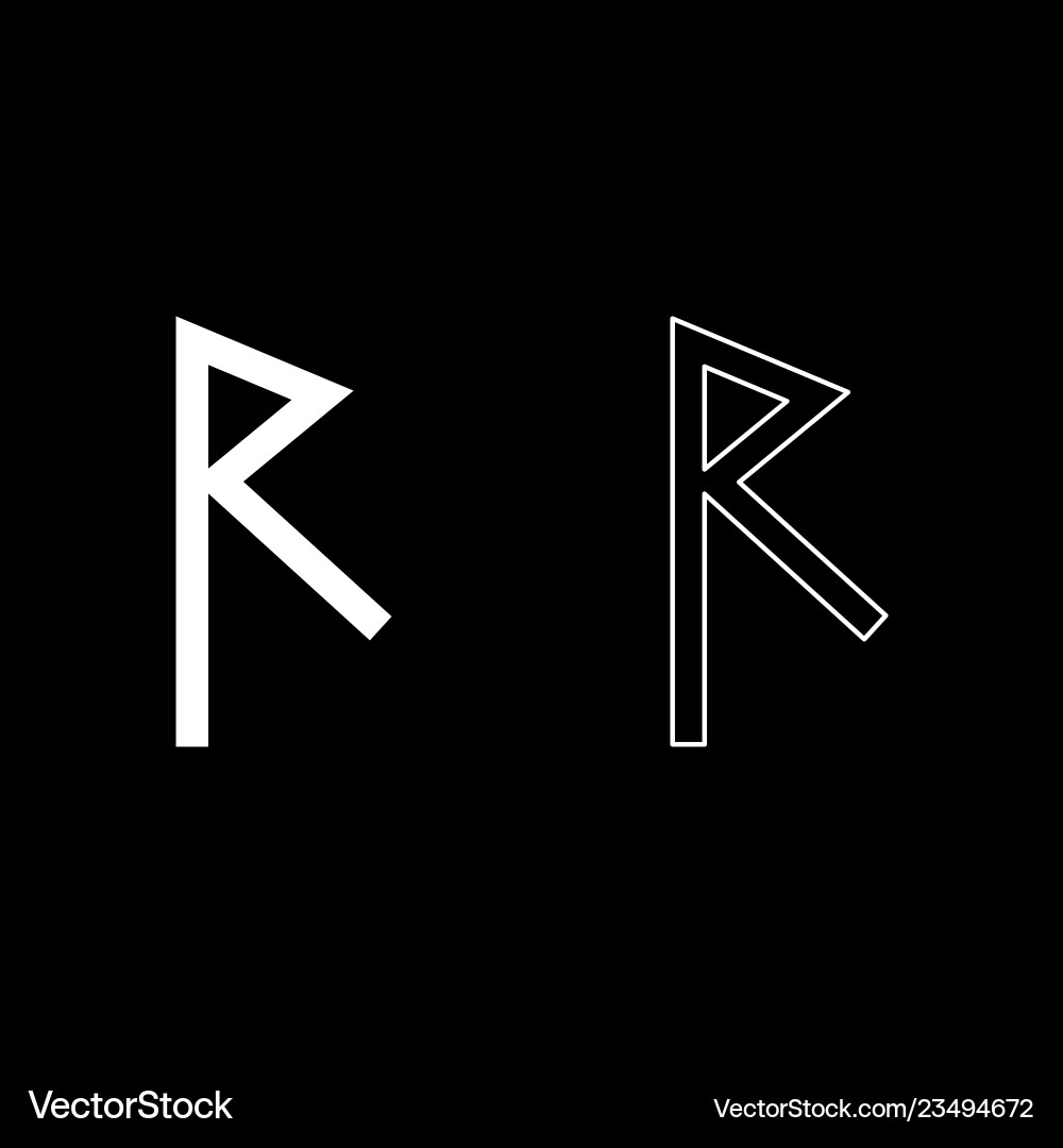 Raido rune raid symbol road icon set white color Vector Image