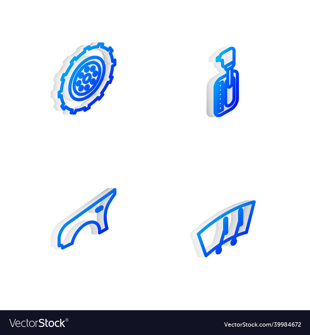 Set isometric line gear shifter car wheel fender Vector Image Set isometric line gear shifter car wheel fender Vector Image