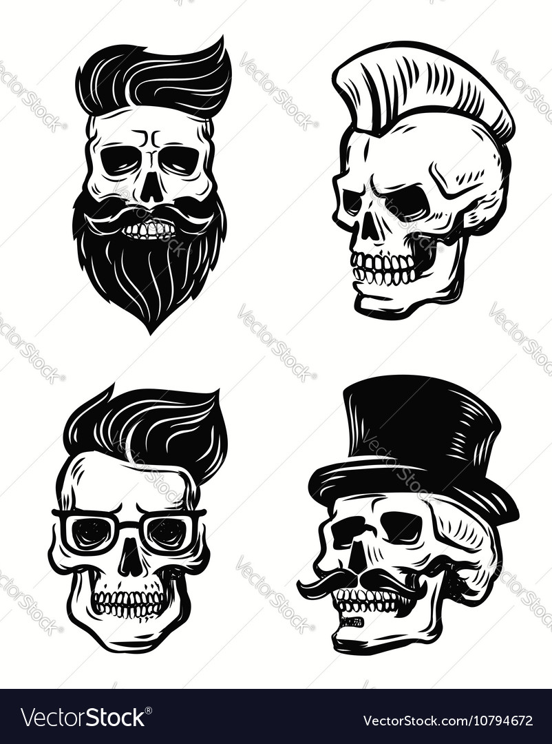 Set skull Royalty Free Vector Image - VectorStock