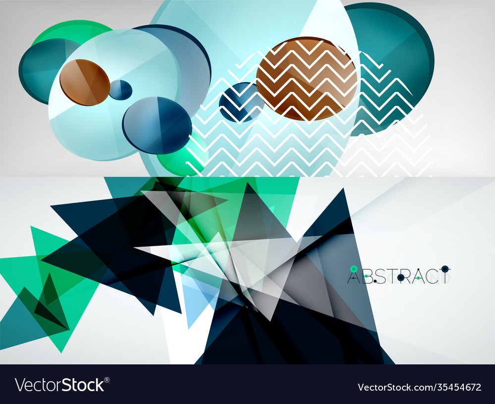 Set triangle geometric backgrounds Royalty Free Vector Image