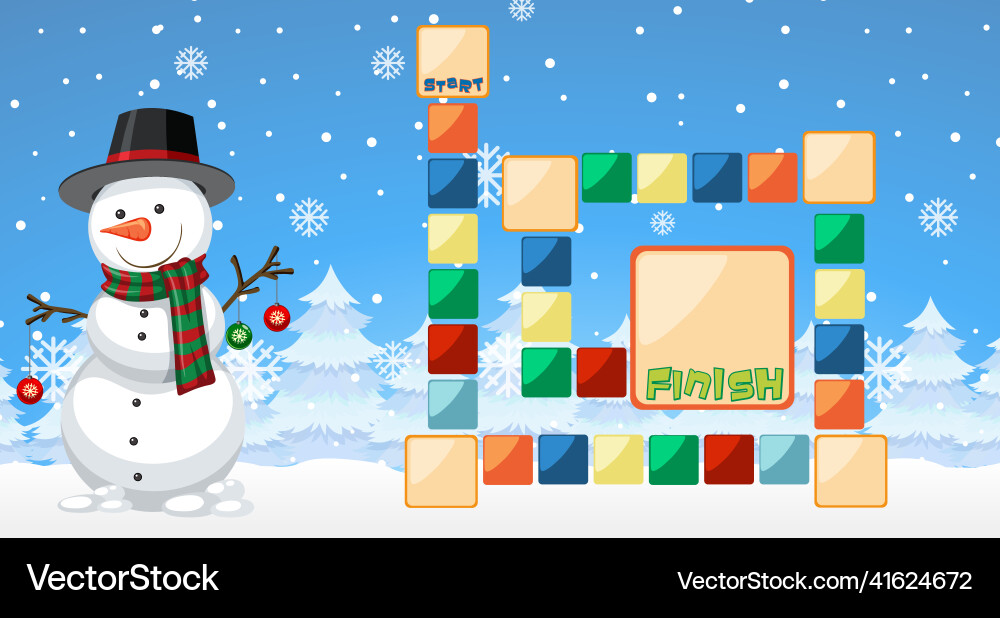 Snake and ladders game template in christmas theme