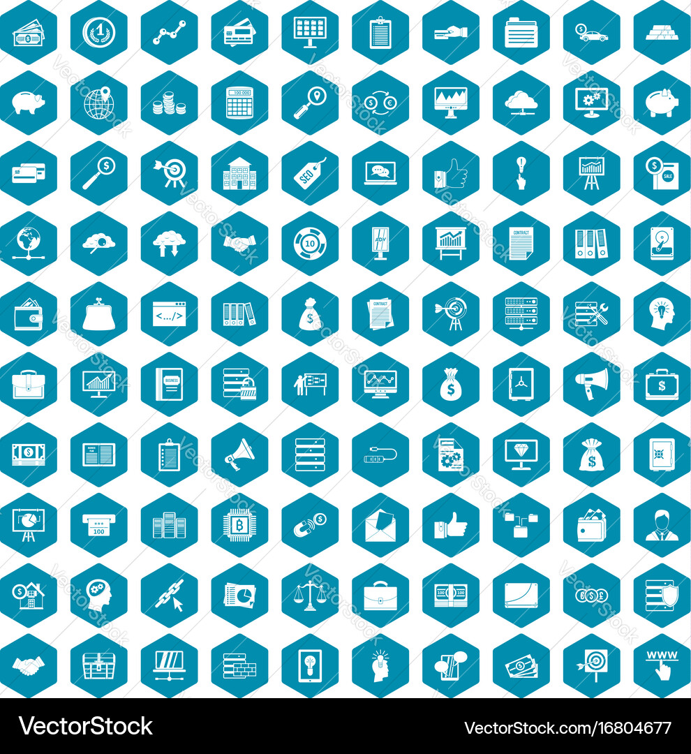 100 business process icons sapphirine violet Vector Image