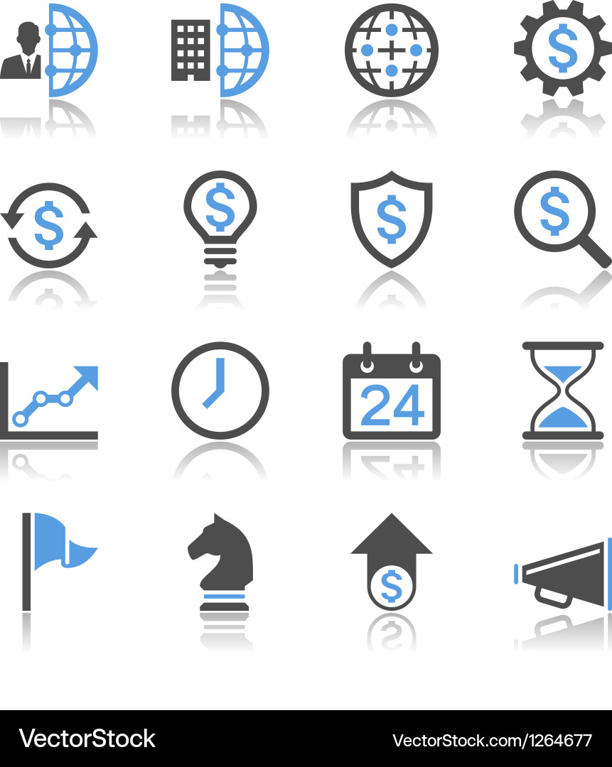 Business and management icons reflection Vector Image