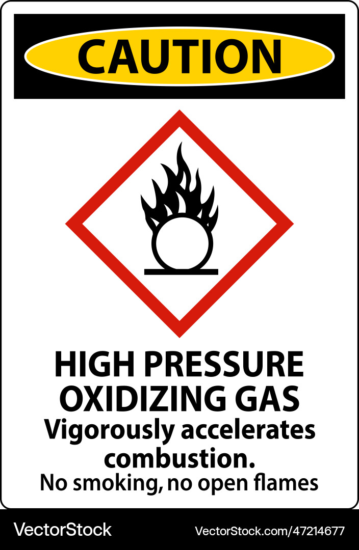Caution high pressure oxidizing gas ghs sign Vector Image