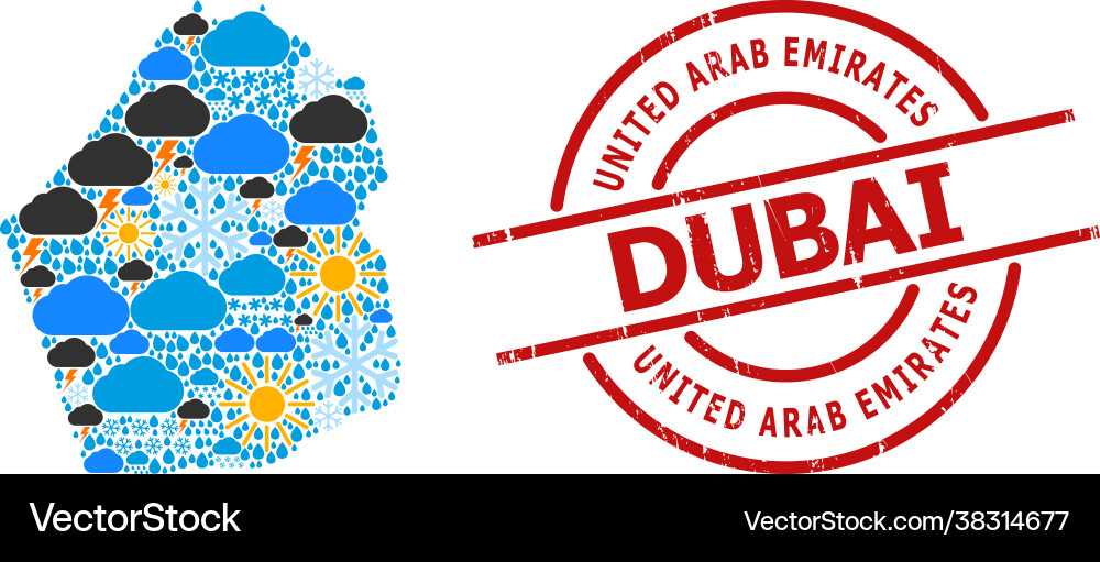 Climate mosaic map dubai emirate and textured Vector Image