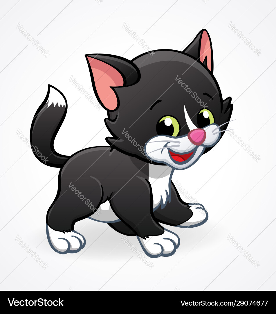 Cute smiling cartoon kitten cat standing Vector Image