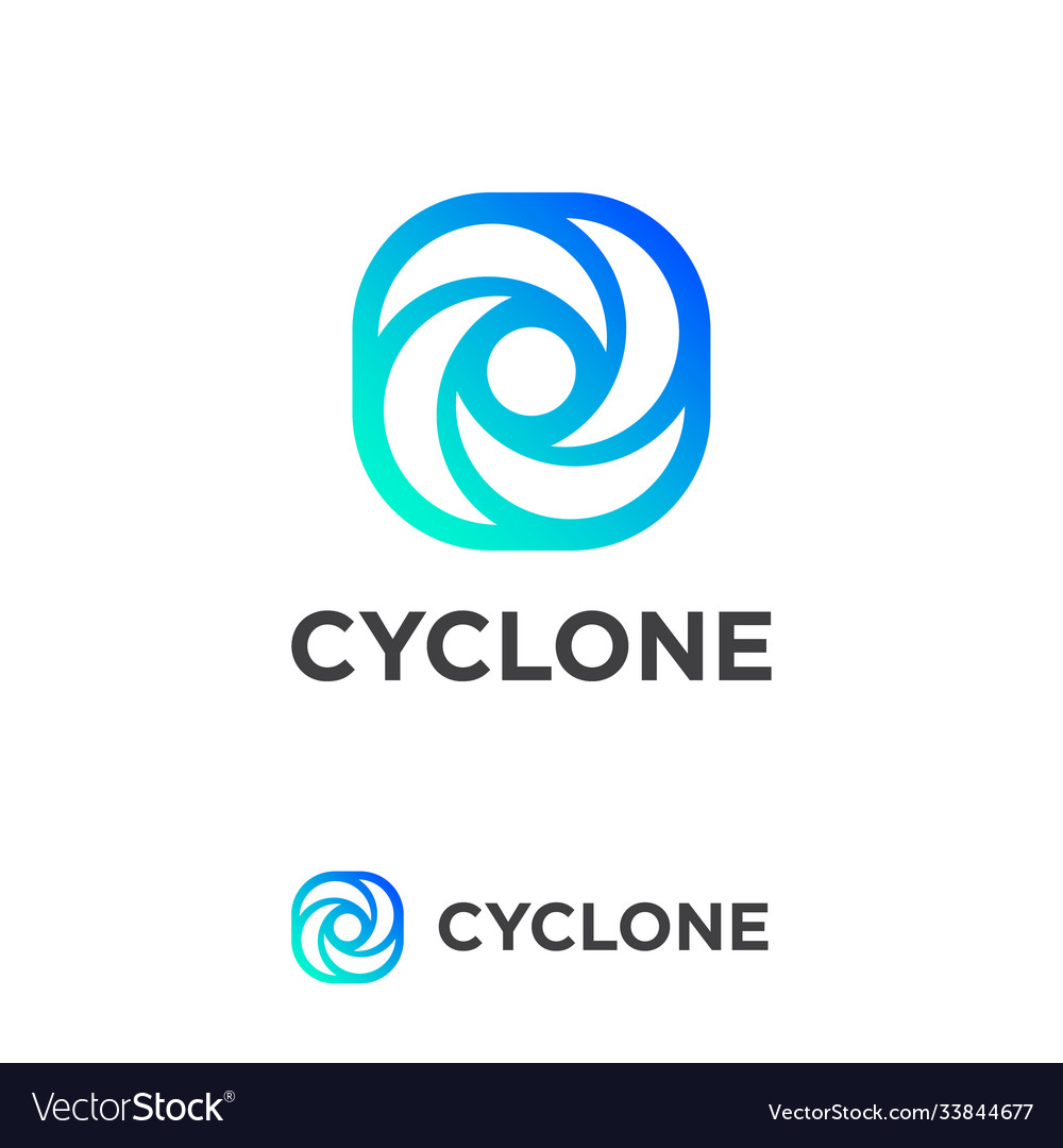 Cyclone logo blue gradient dynamic elements vortex