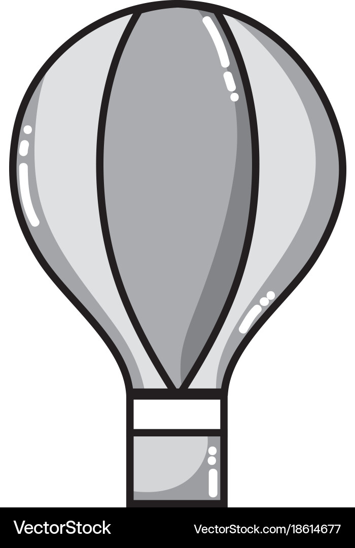 Grayscale air balloon fly travel design Royalty Free Vector