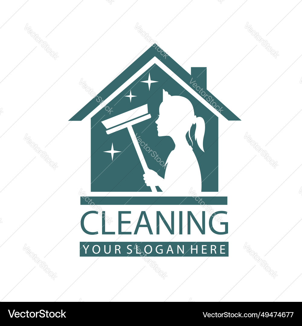 House maid lady emblem Royalty Free Vector Image