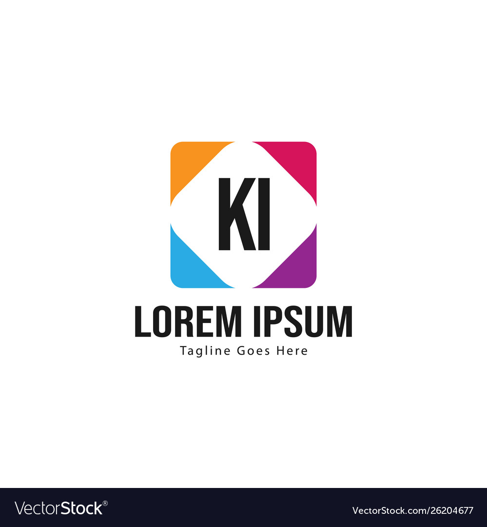 Initial ki logo template with modern frame Vector Image