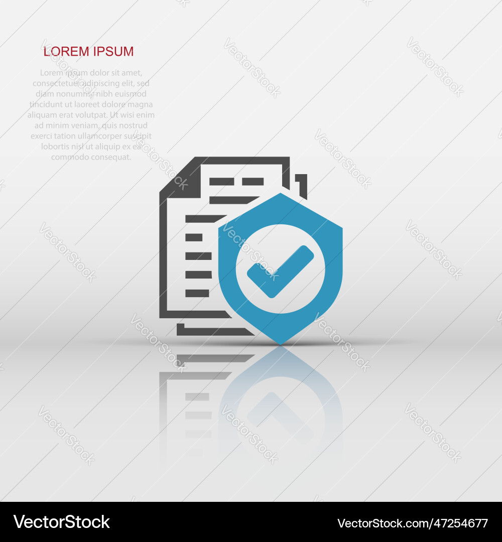 Insurance policy icon in flat style report Vector Image