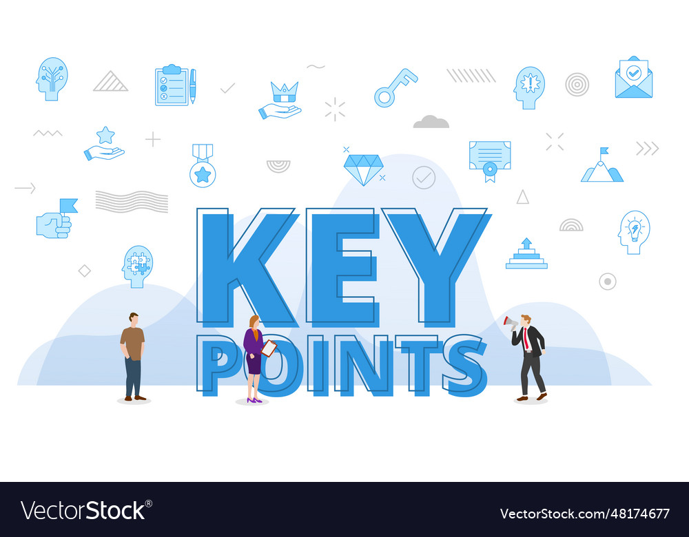 Key points concept with big words and people Vector Image