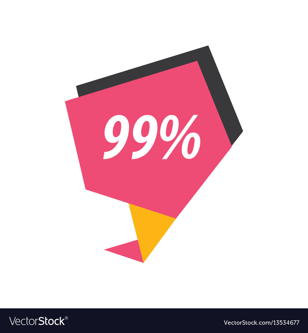 Ninety nine percent label pink yellow black Vector Image