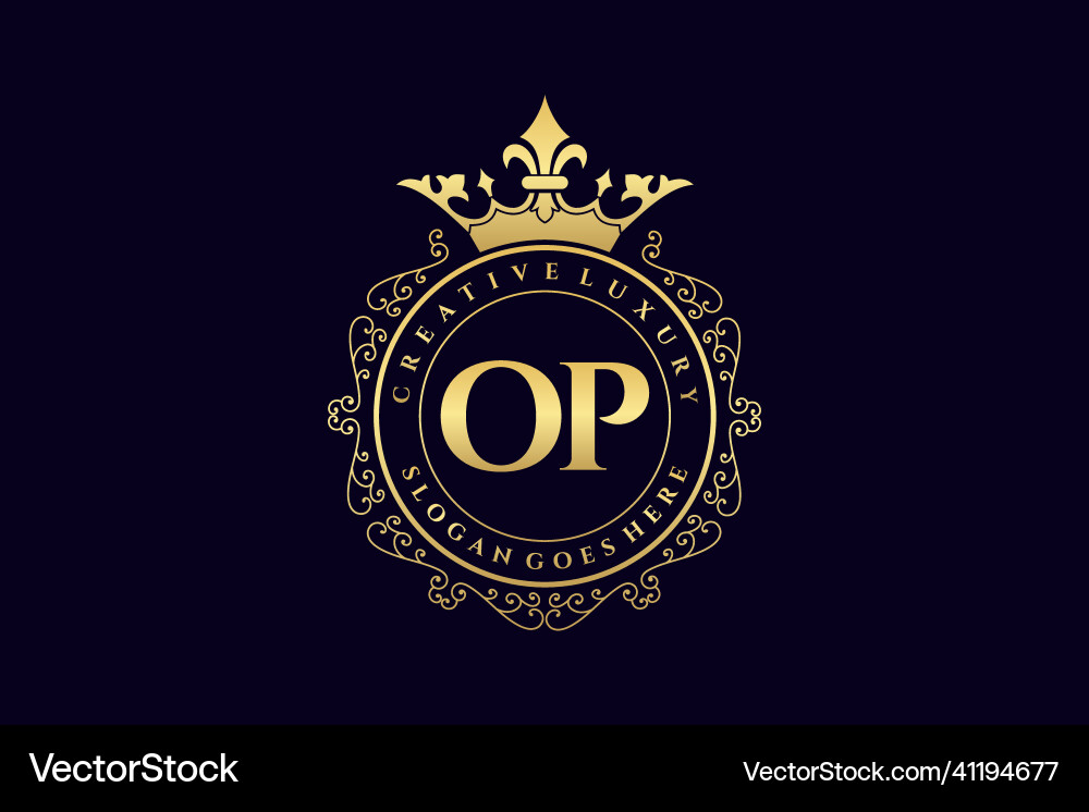 Op initial letter luxury calligraphic feminine Vector Image