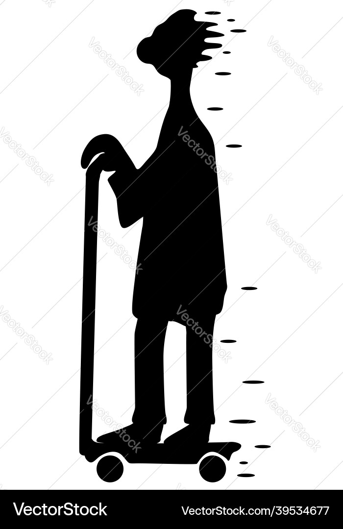Scooter rider silhouette cartoon Royalty Free Vector Image