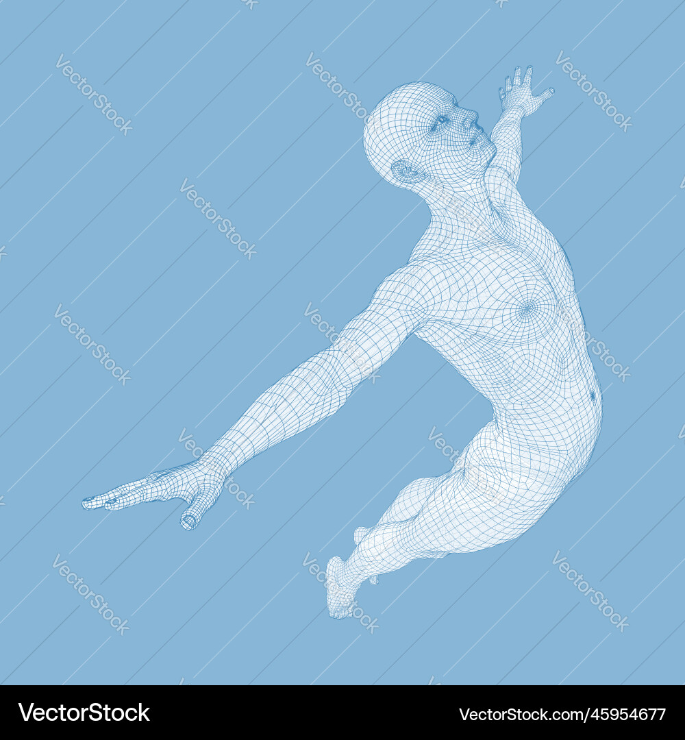 Silhouette of a jumping man 3d model Royalty Free Vector