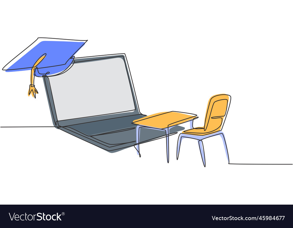 Single continuous line drawing empty study chairs Vector Image