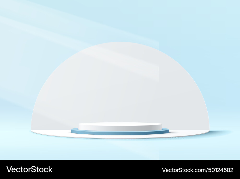 Abstract 3d white and blue cylinder pedestal Vector Image