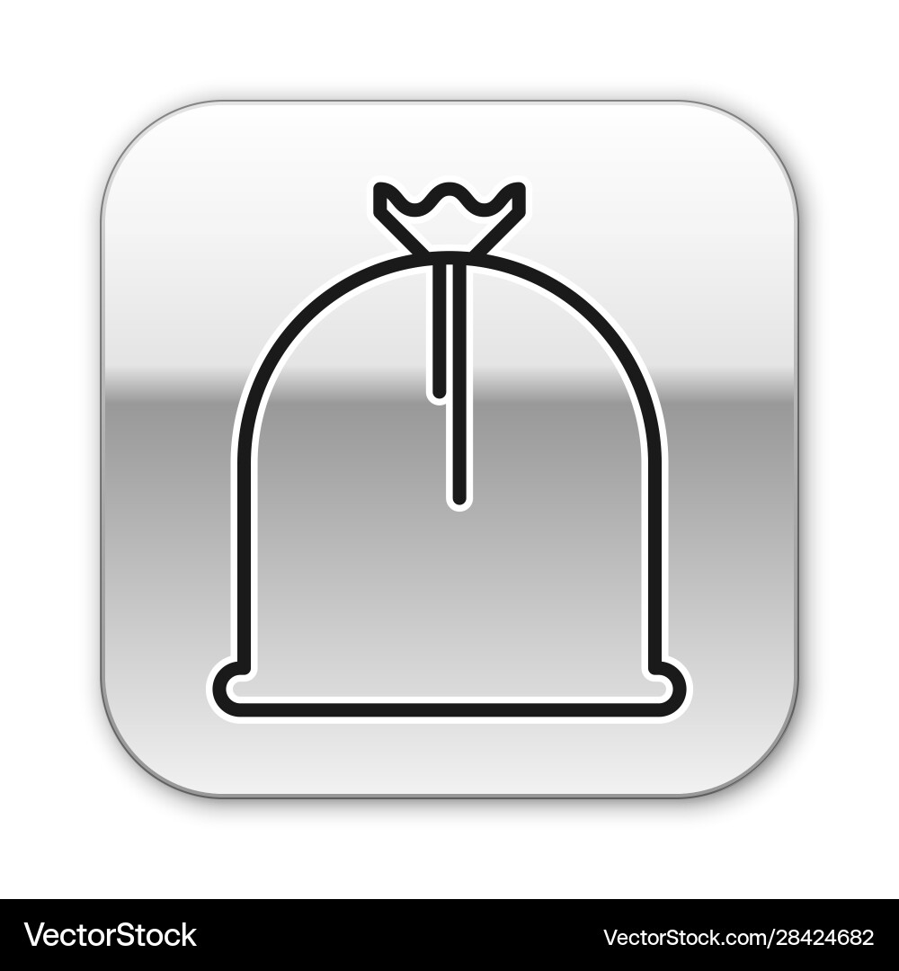 Black line pirate sack icon isolated on white Vector Image