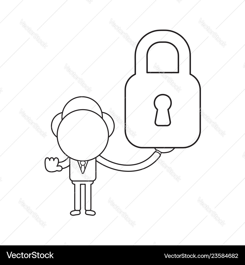 Businessman character holding closed padlock Vector Image