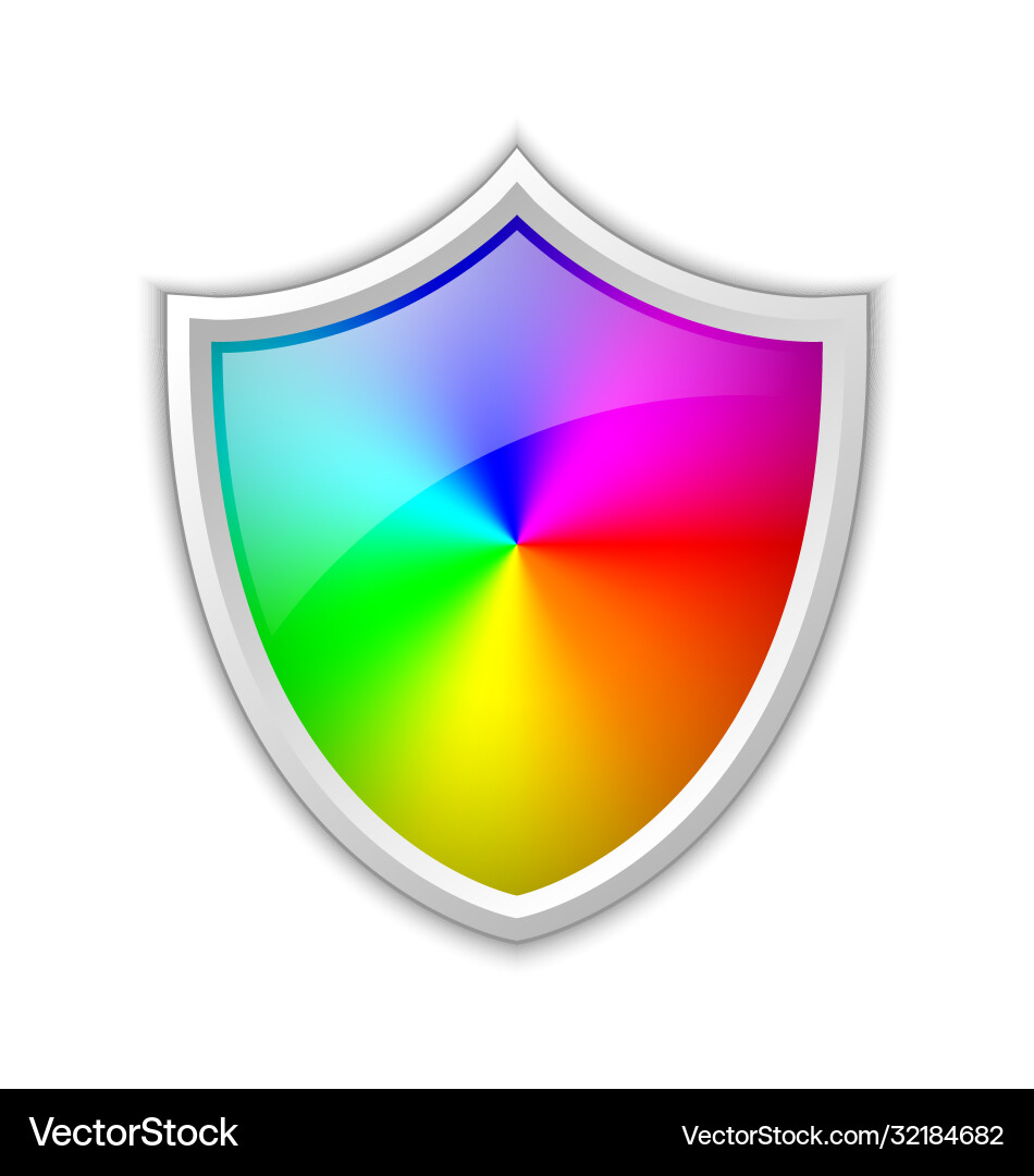 Colorful radial gradient in shield shaped badge Vector Image