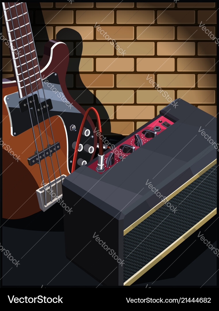 Electric guitar and guitar amplifier Royalty Free Vector