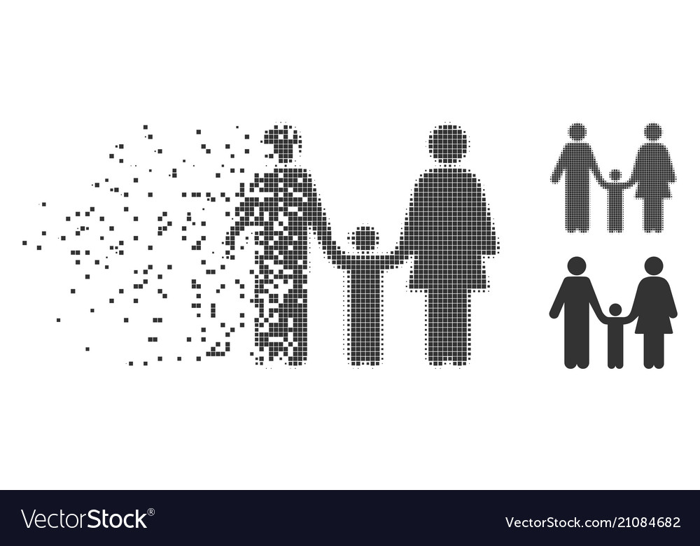 Family child dispersed pixel halftone icon Vector Image Family child dispersed pixel halftone icon Vector Image