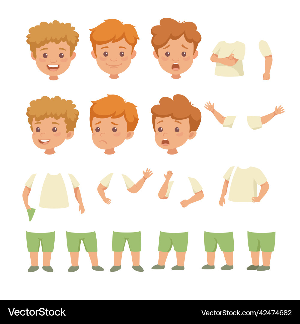 Little boy character constructor with body parts Vector Image