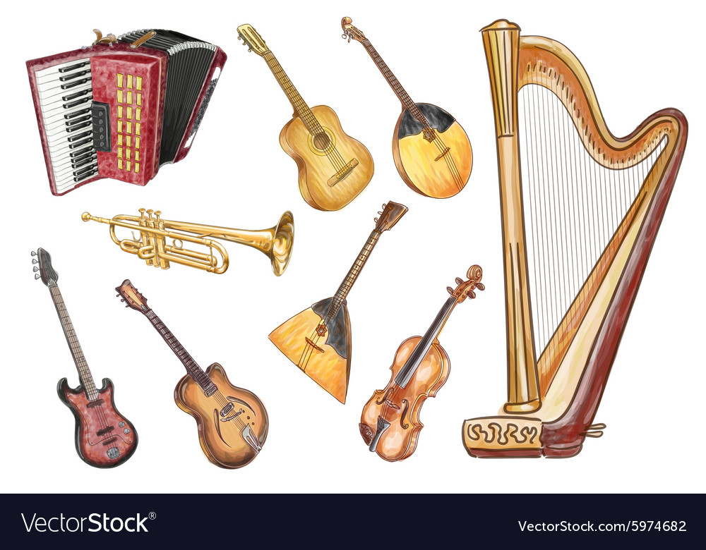 Musical instruments set Royalty Free Vector Image